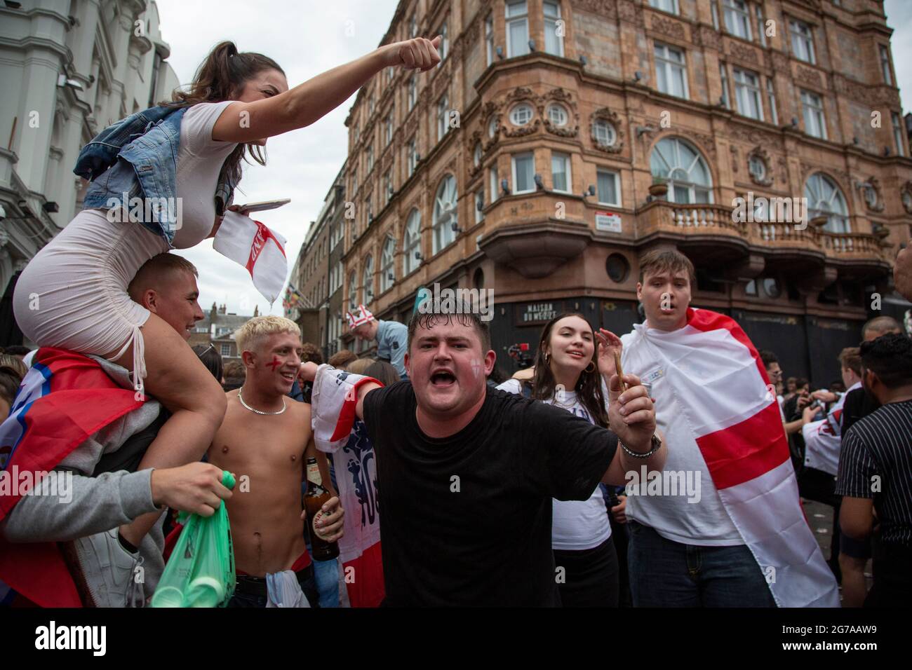 England fans congregate on Leicester Square ahead of the Euro 2020 ...