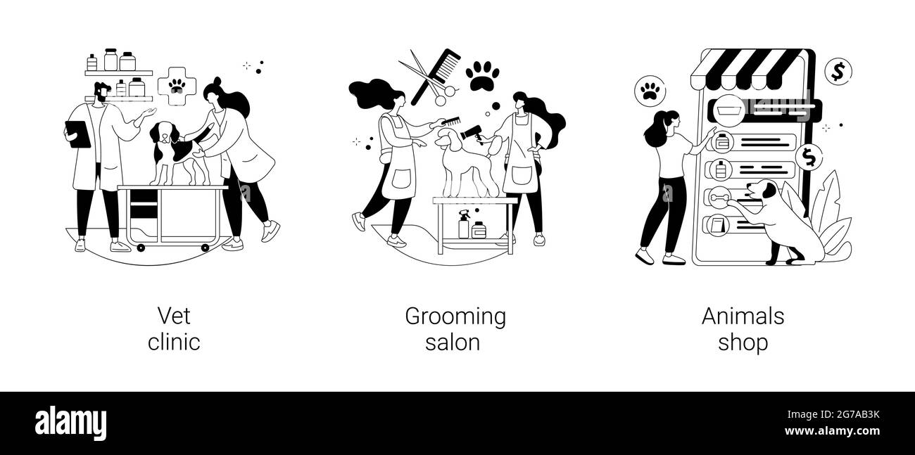 Animal service and care abstract concept vector illustrations Stock ...