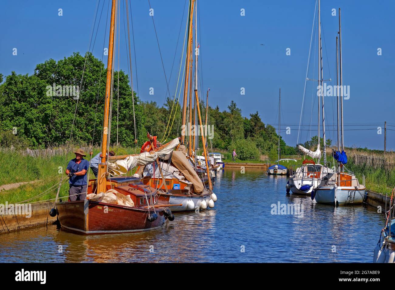 Moorings at Horsey Broad, Horsey, Norfolk, England Stock Photo - Alamy