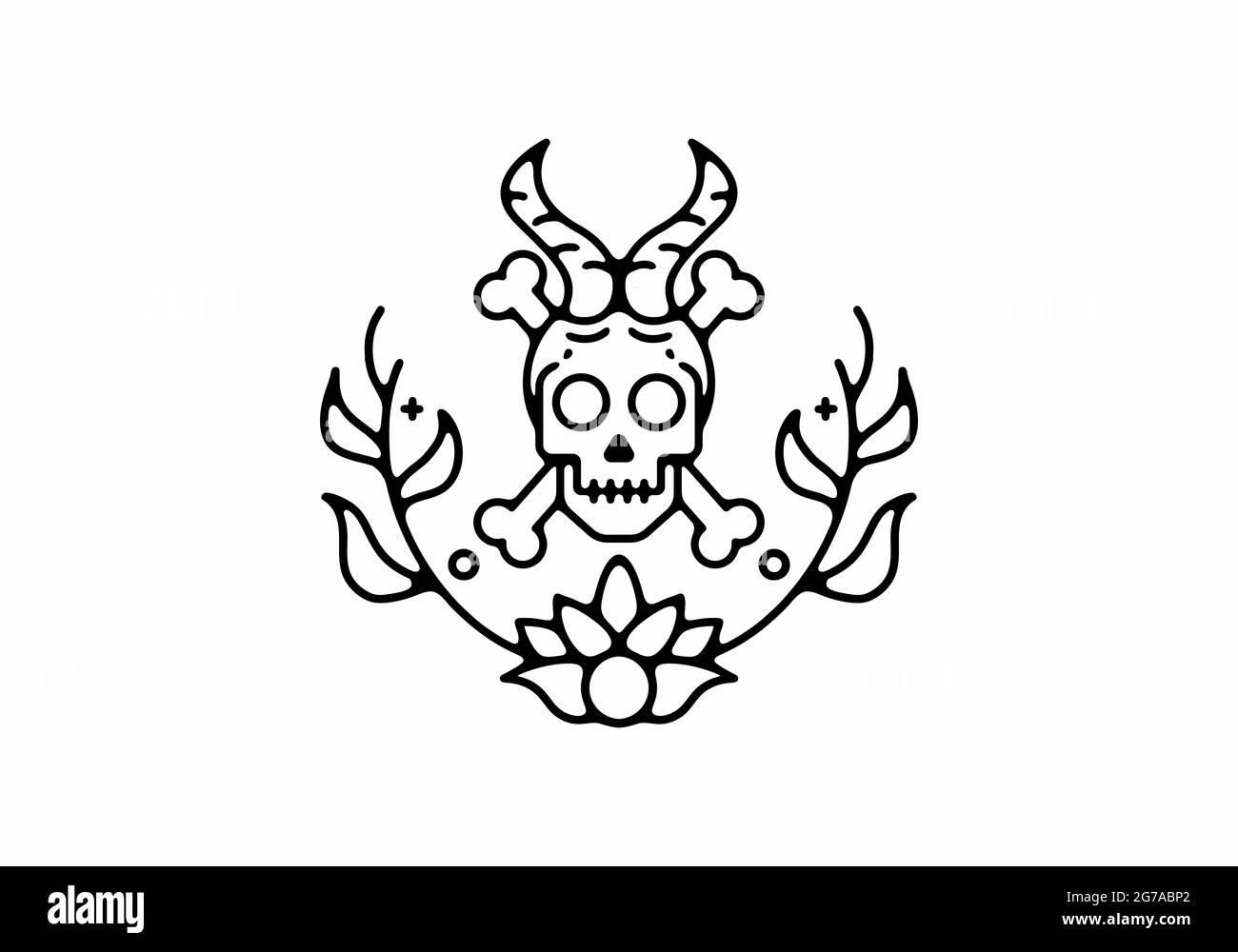 Skull with horn line art illustration design Stock Vector Image & Art ...