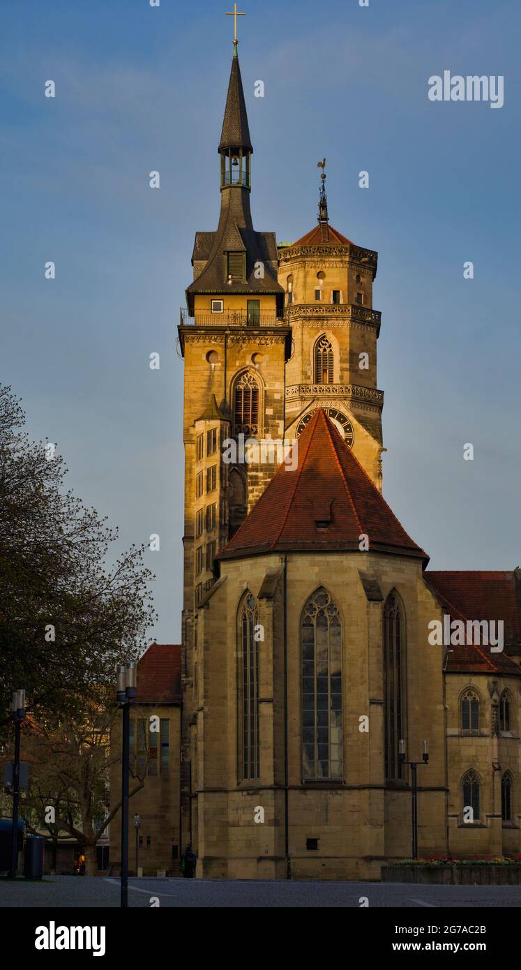 Octagonal south tower (right) and west tower or main tower (left) of ...