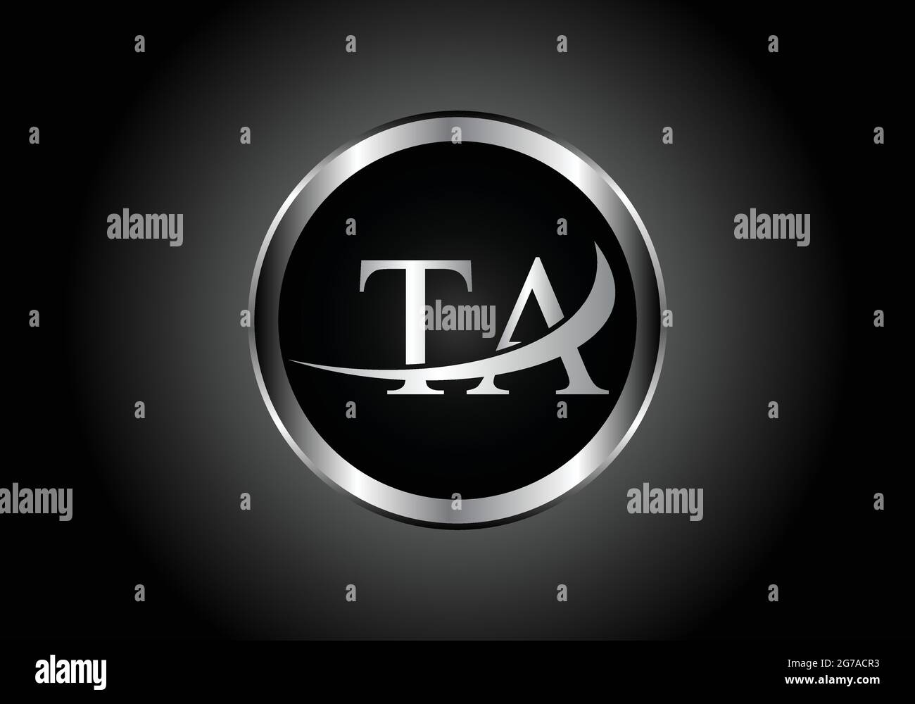 silver letter TA metal combination alphabet logo icon design with grey ...