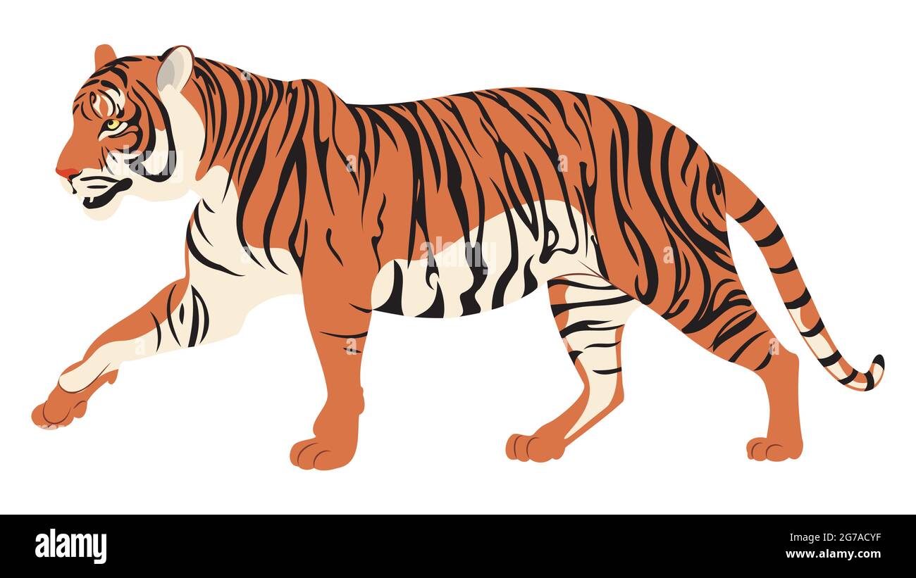 Abstract illustration of walking red tiger design Stock Vector Image ...