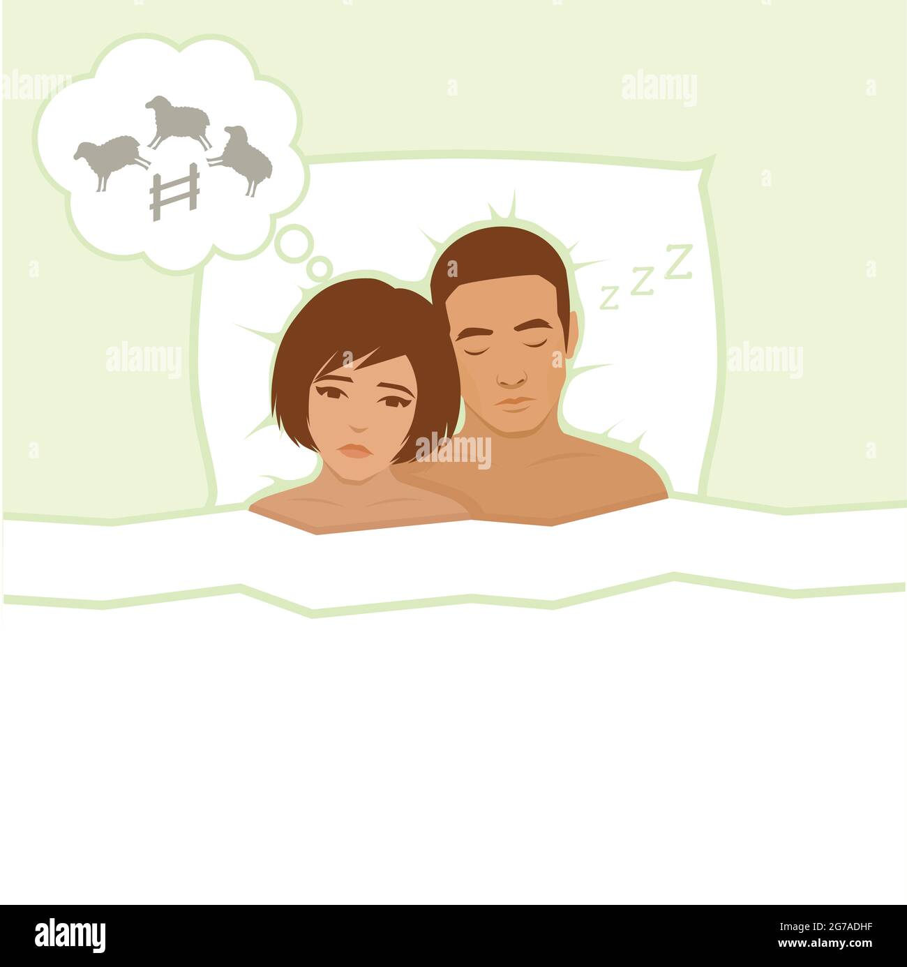 Woman sleeping man awake night Stock Vector Images - Alamy