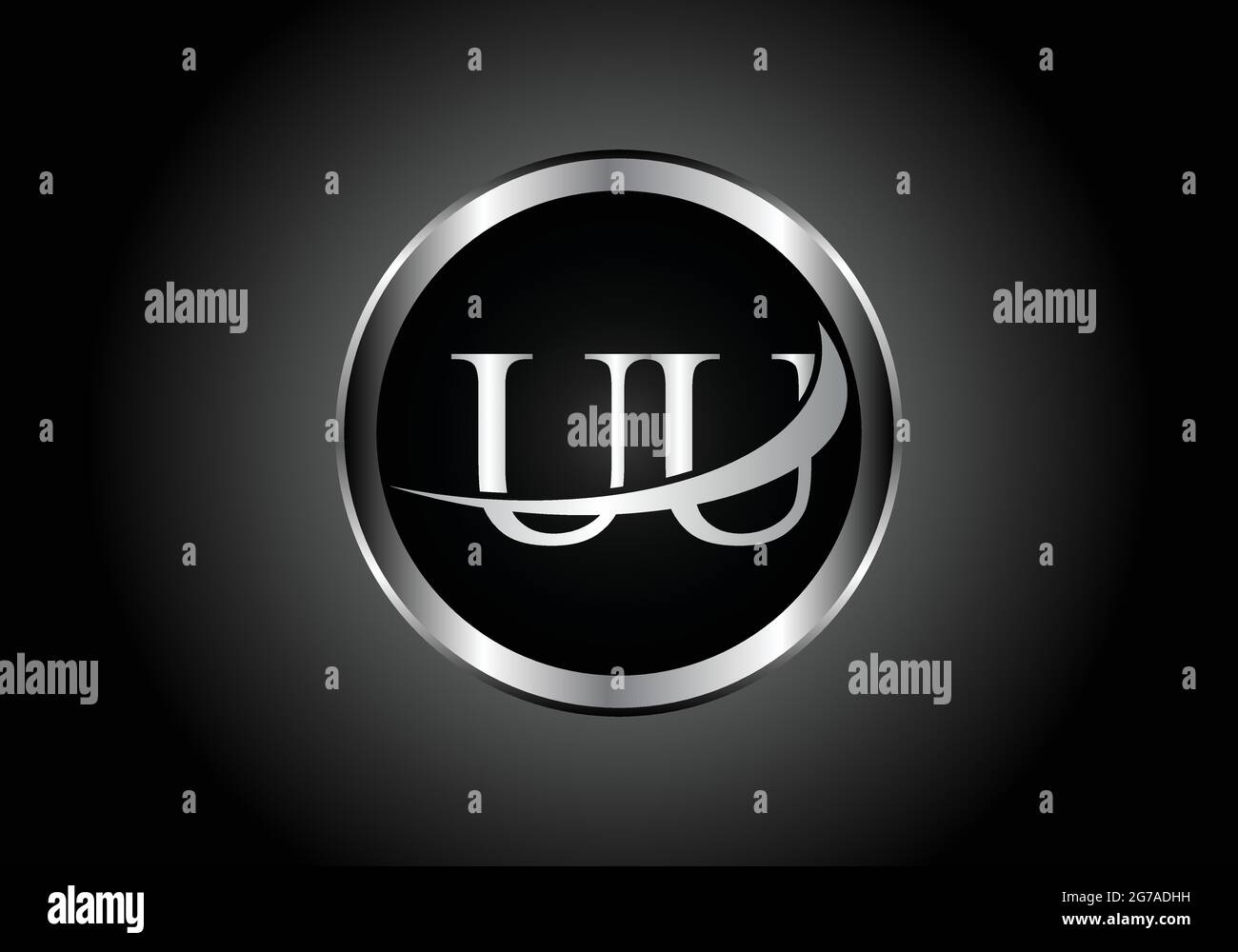 silver letter UU metal combination alphabet logo icon design with grey ...