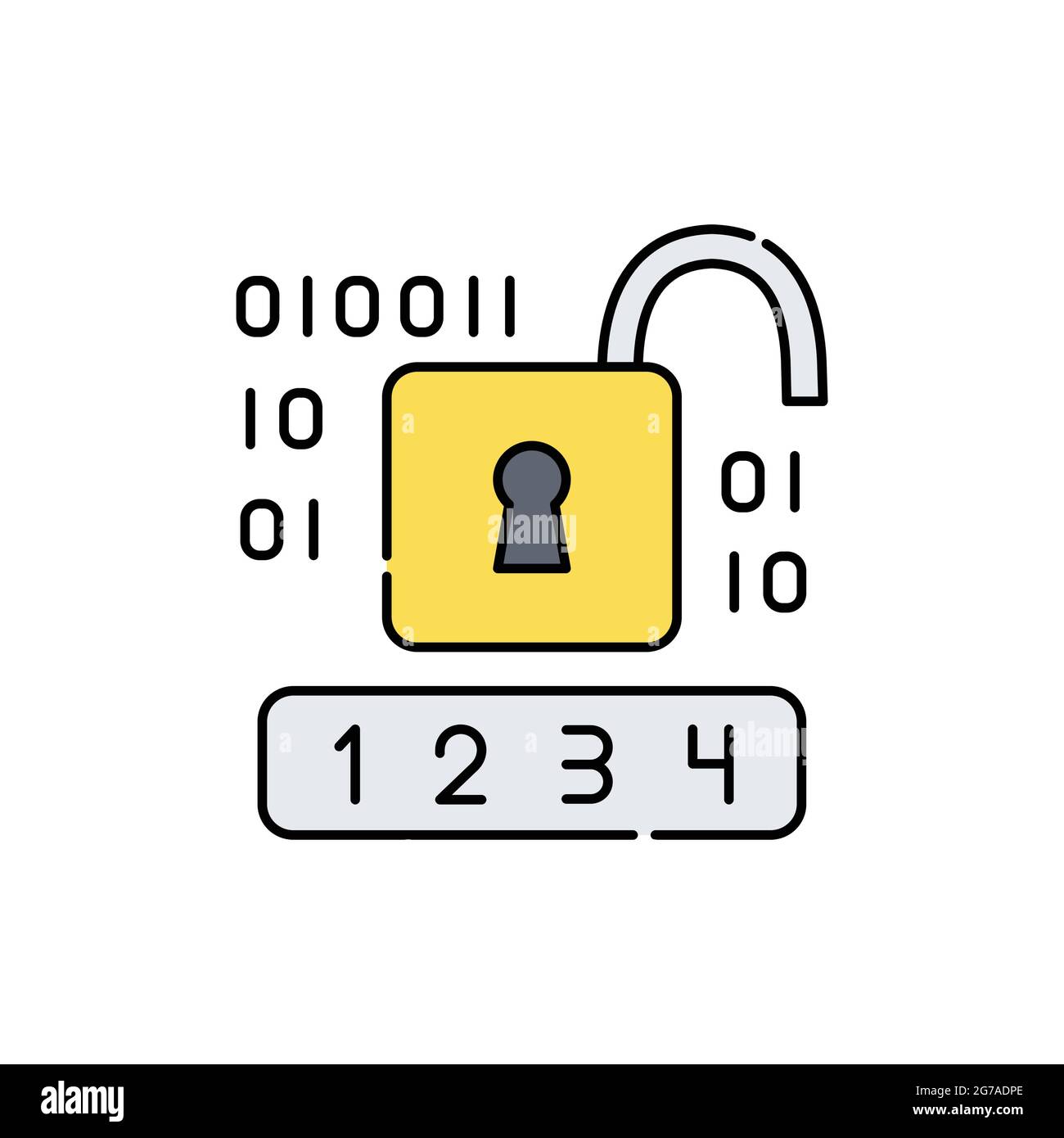 Decryption color line icon. Isolated vector element. Outline pictogram ...