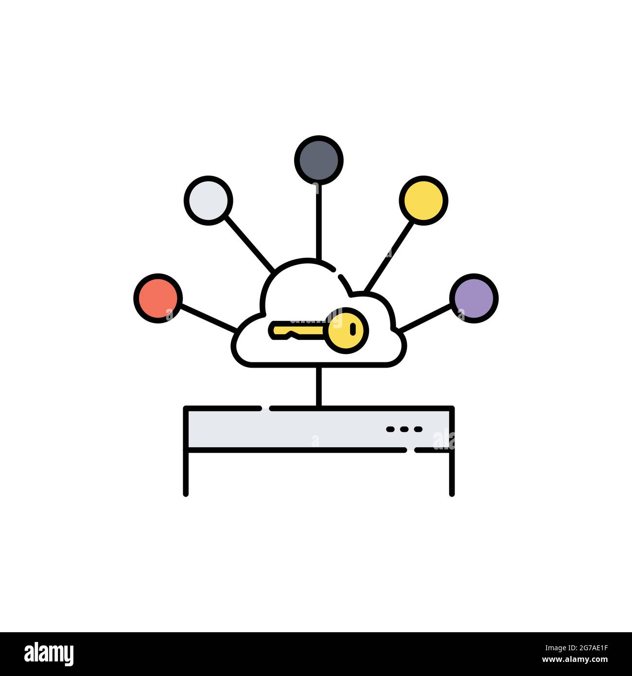Single sign-on technology color line icon. Isolated vector element ...
