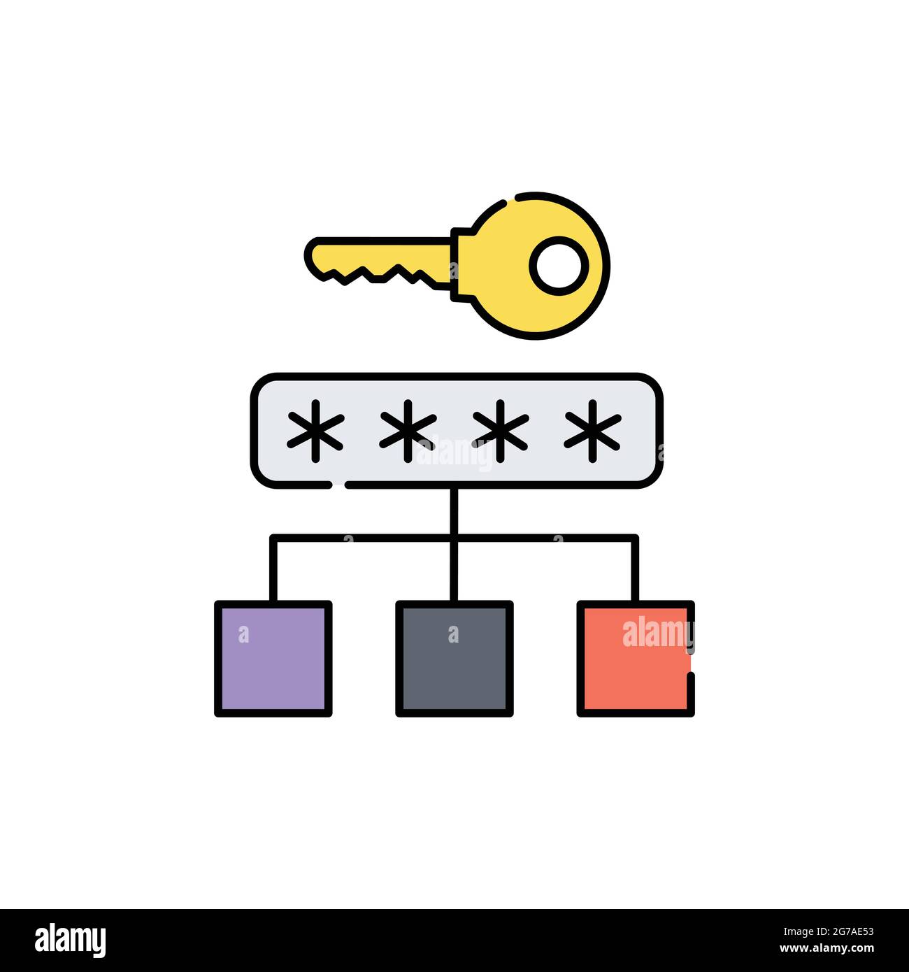 Types of passwords color line icon. Isolated vector element. Outline ...