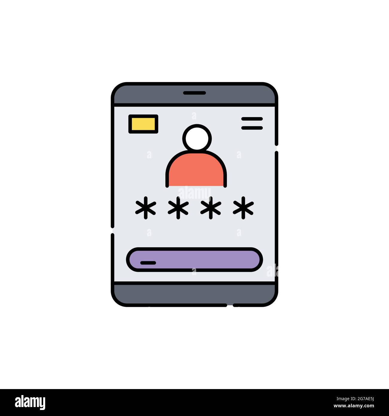 Password On Tablet Color Line Icon Isolated Vector Element Outline Pictogram For Web Page