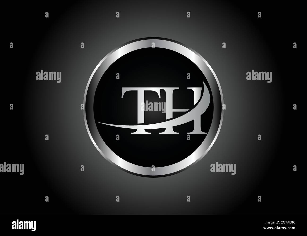 silver letter TH metal combination alphabet logo icon design with grey ...