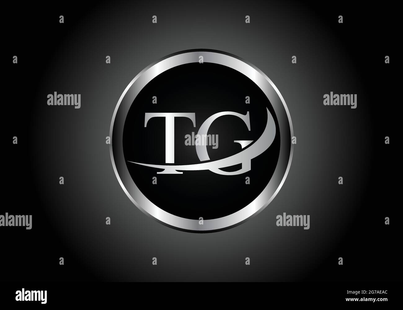 silver letter TG metal combination alphabet logo icon design with grey ...