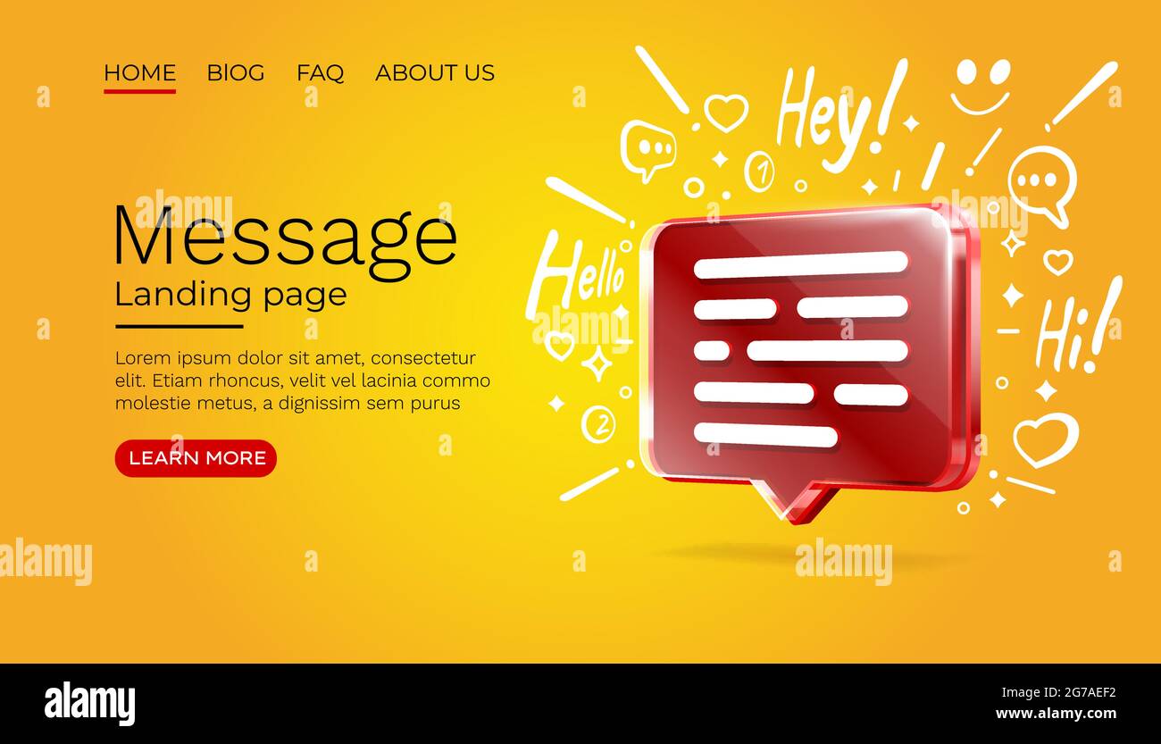 Message with many icons, chat for communication of people. Vector ...