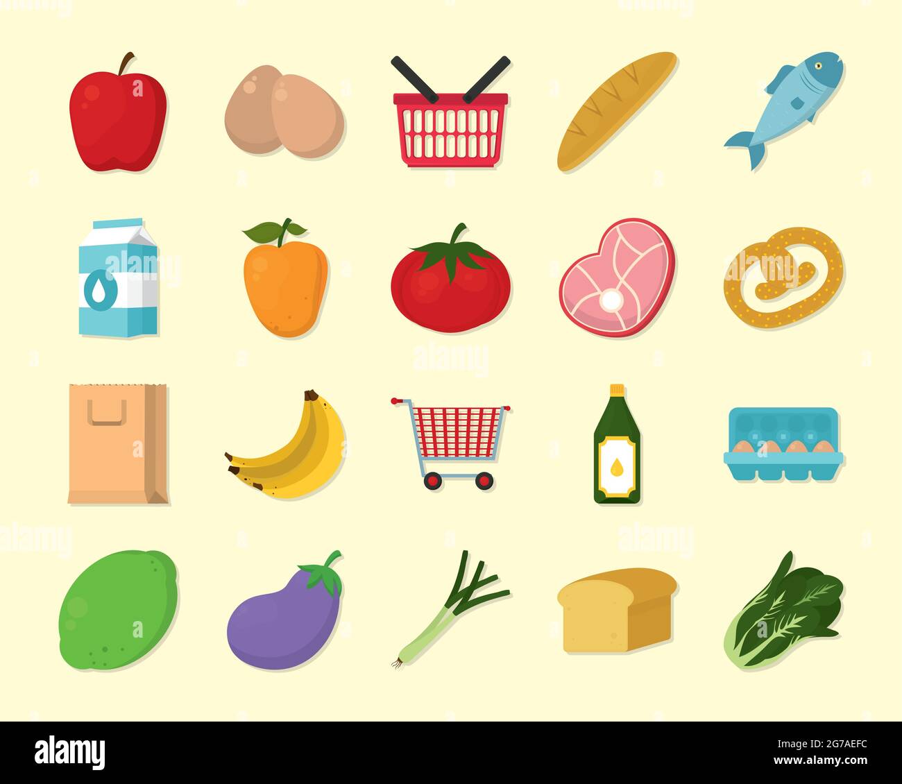 supermarket groceries icon set design Stock Vector Image & Art - Alamy