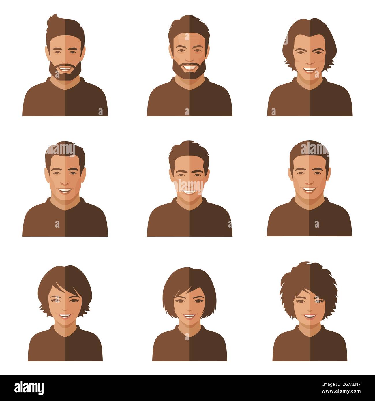 set of flat avatars, vector people icon, user faces design illustration ...