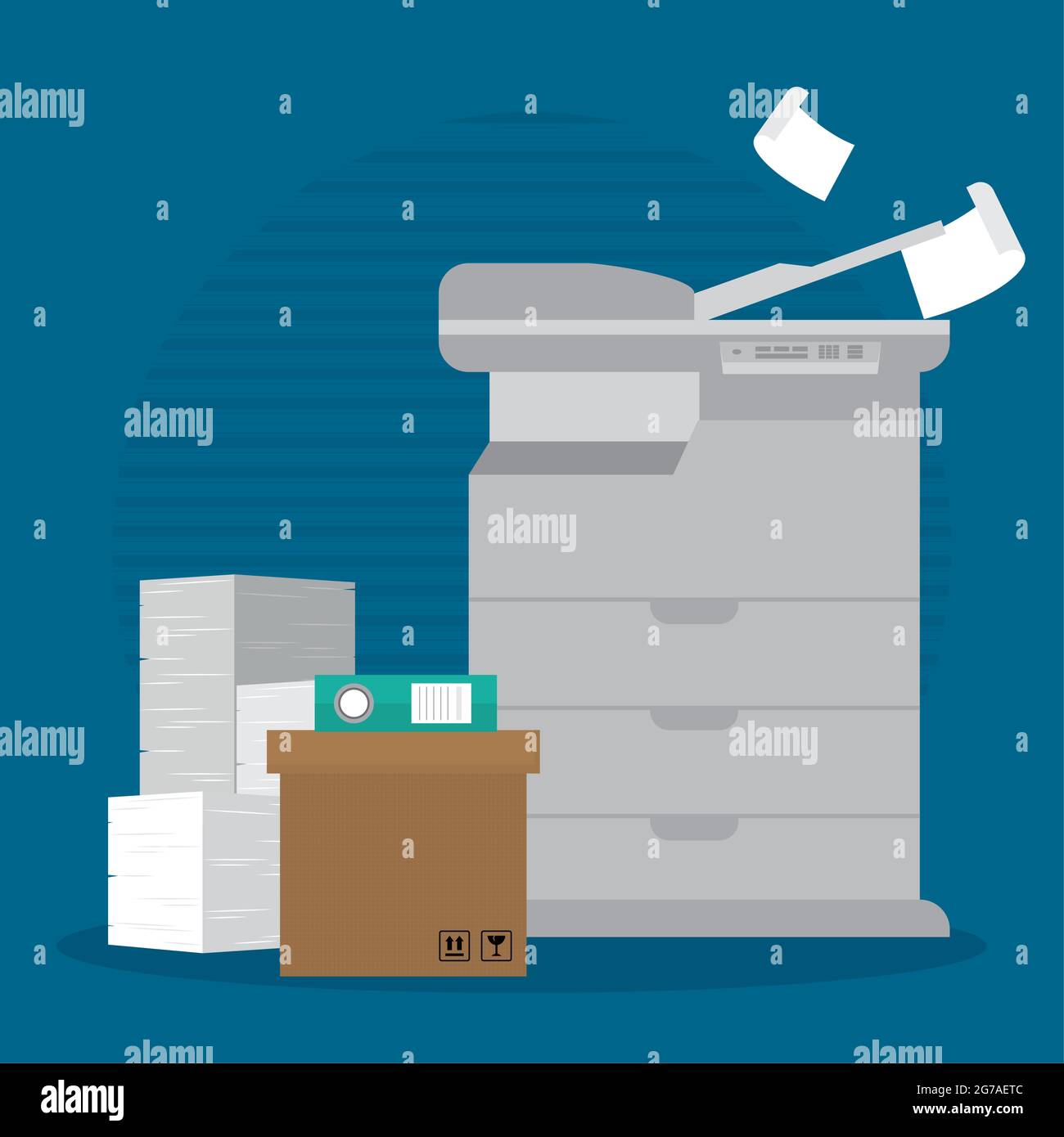 big office printer and stack of papers around Stock Vector Image & Art ...