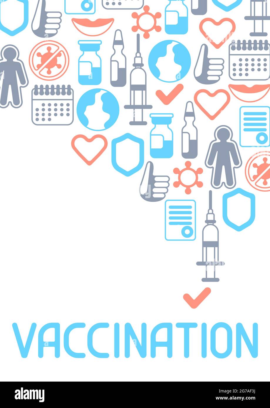 Vaccination concept background with vaccine icons. Immunization items ...