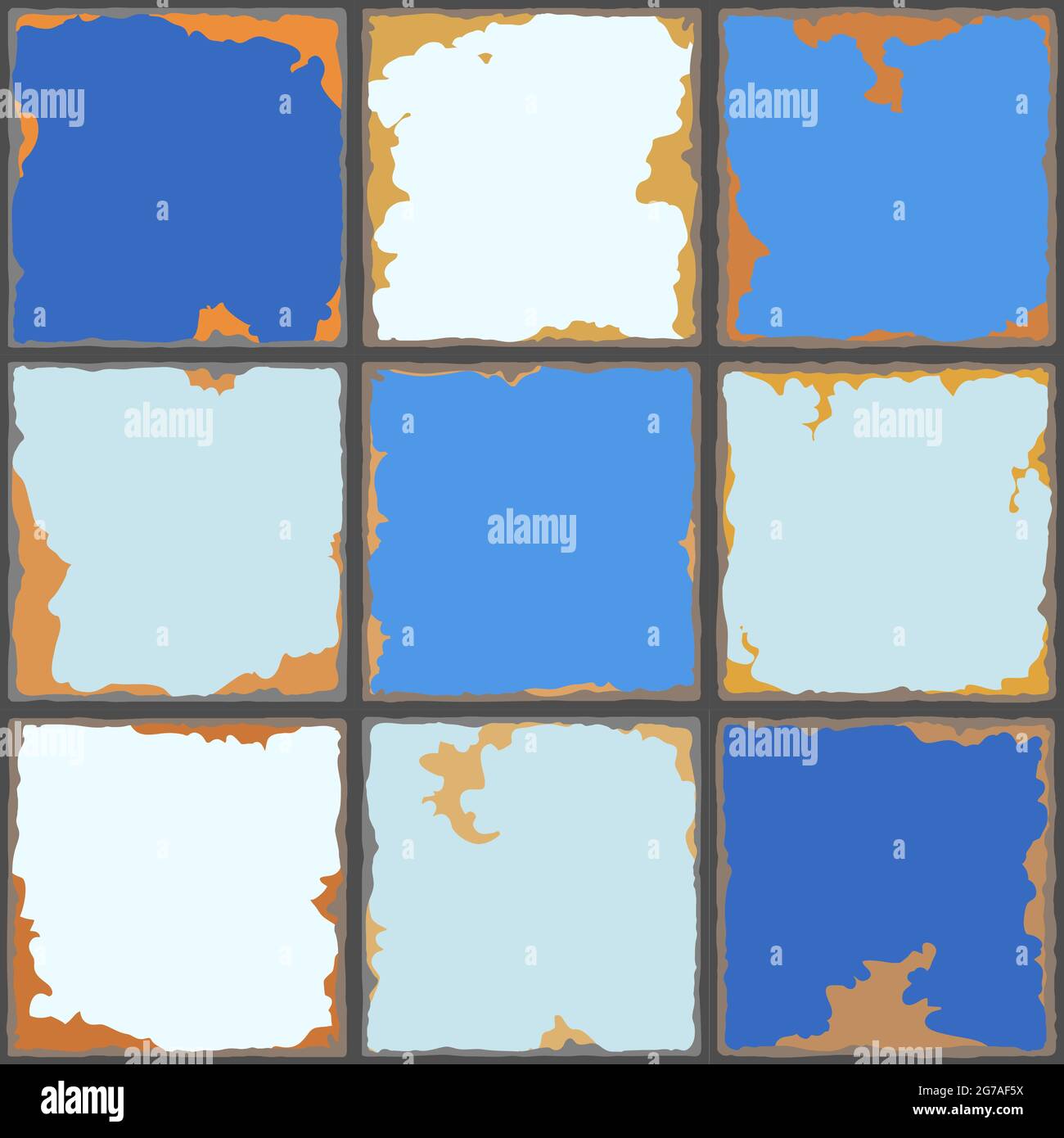 Vintage ceramic tile seamless pattern. Grunge background with chipped ...