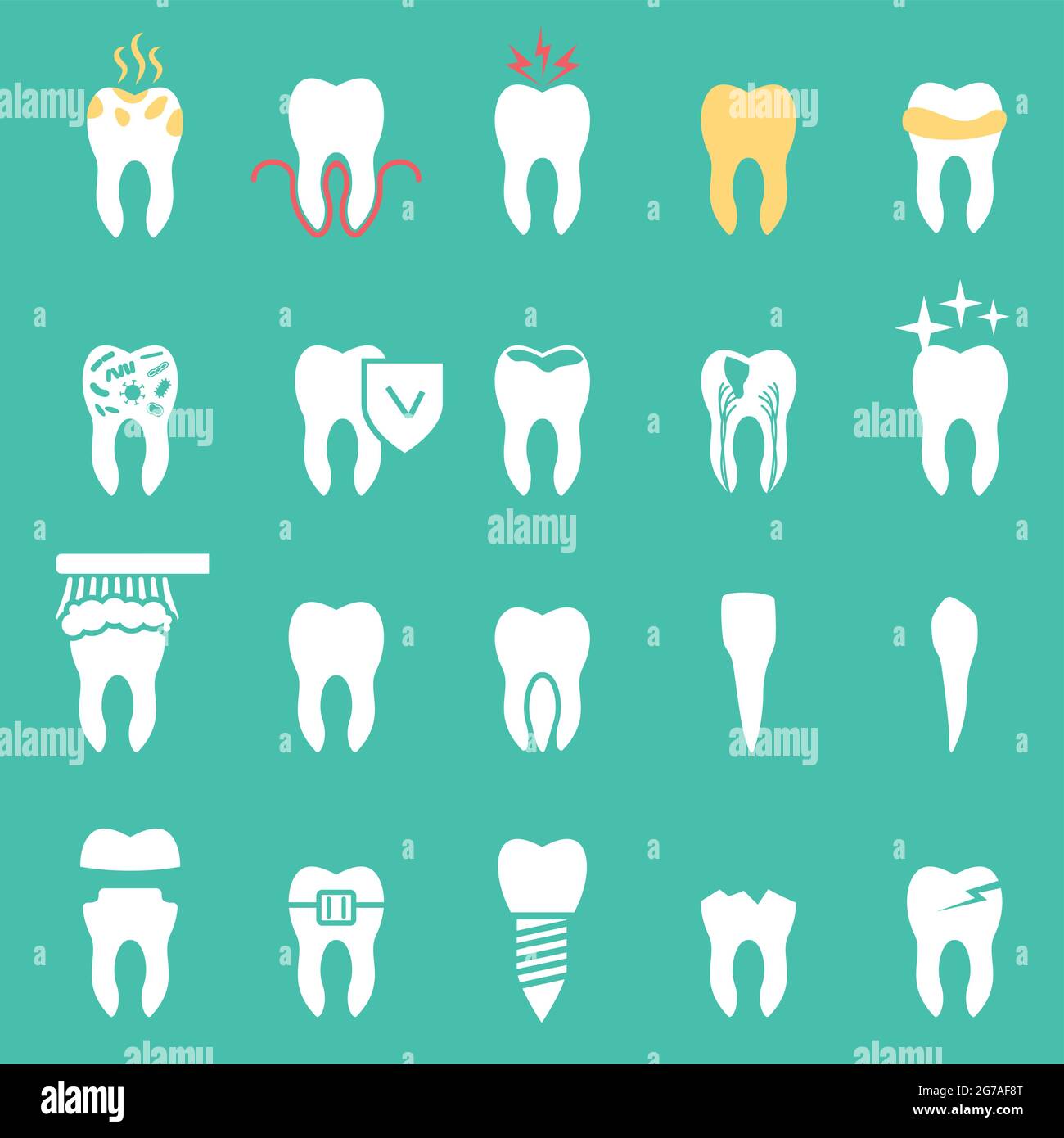 tooth disease, vector dentist set , teeth icons Stock Vector Image ...