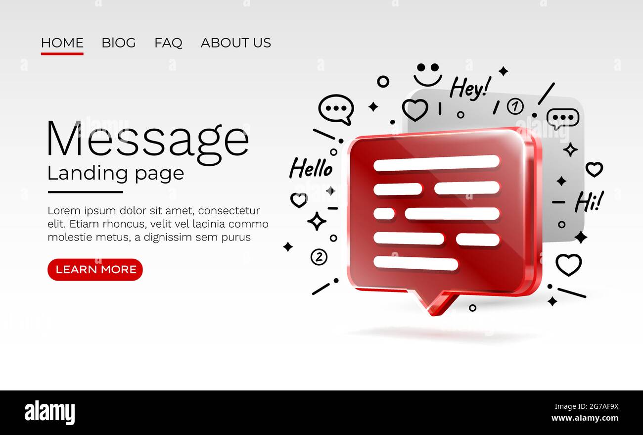 Message with many icons, chat for communication of people. Vector ...