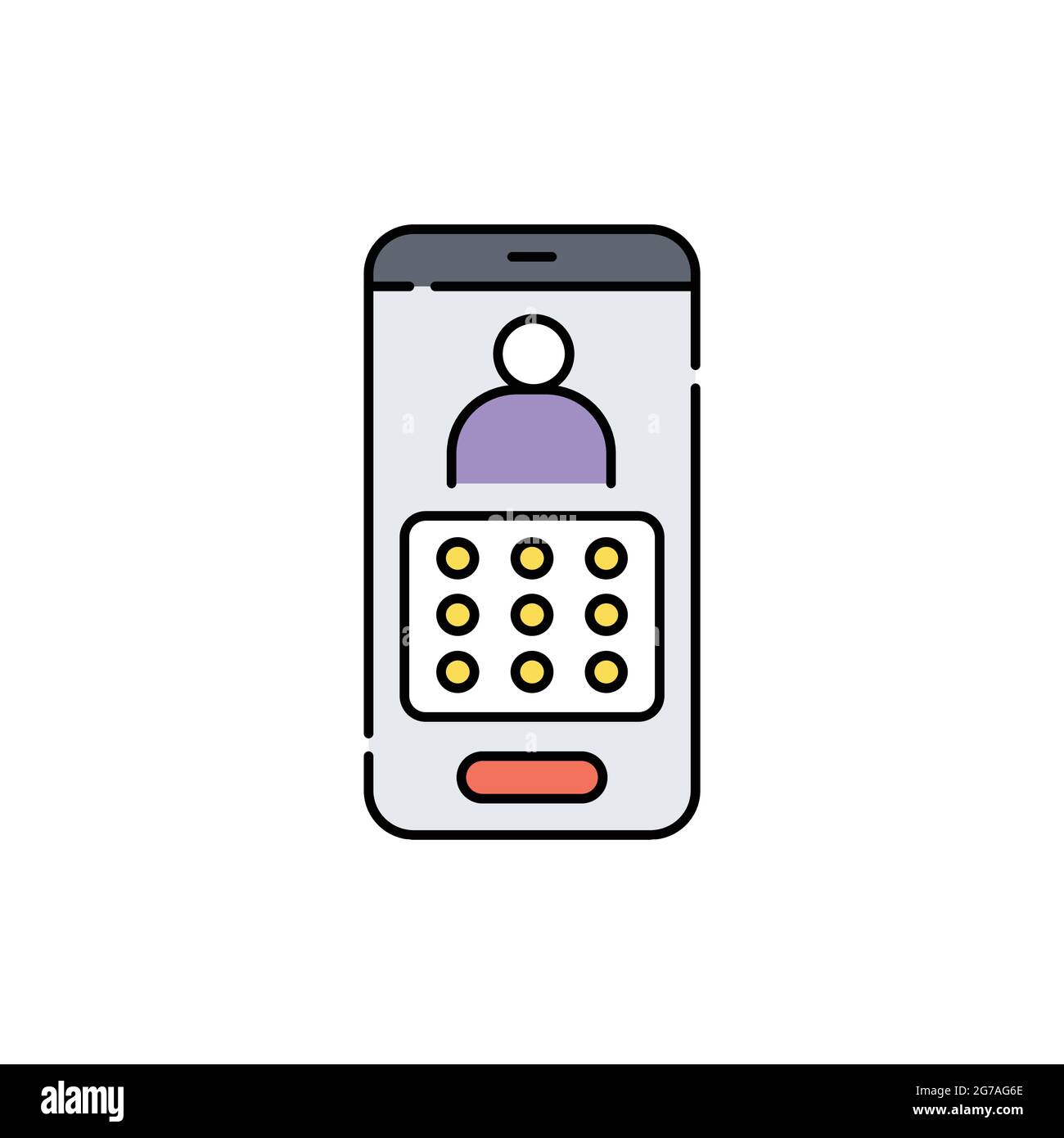 Password On Smartphone Color Line Icon Isolated Vector Element Outline Pictogram For Web Page