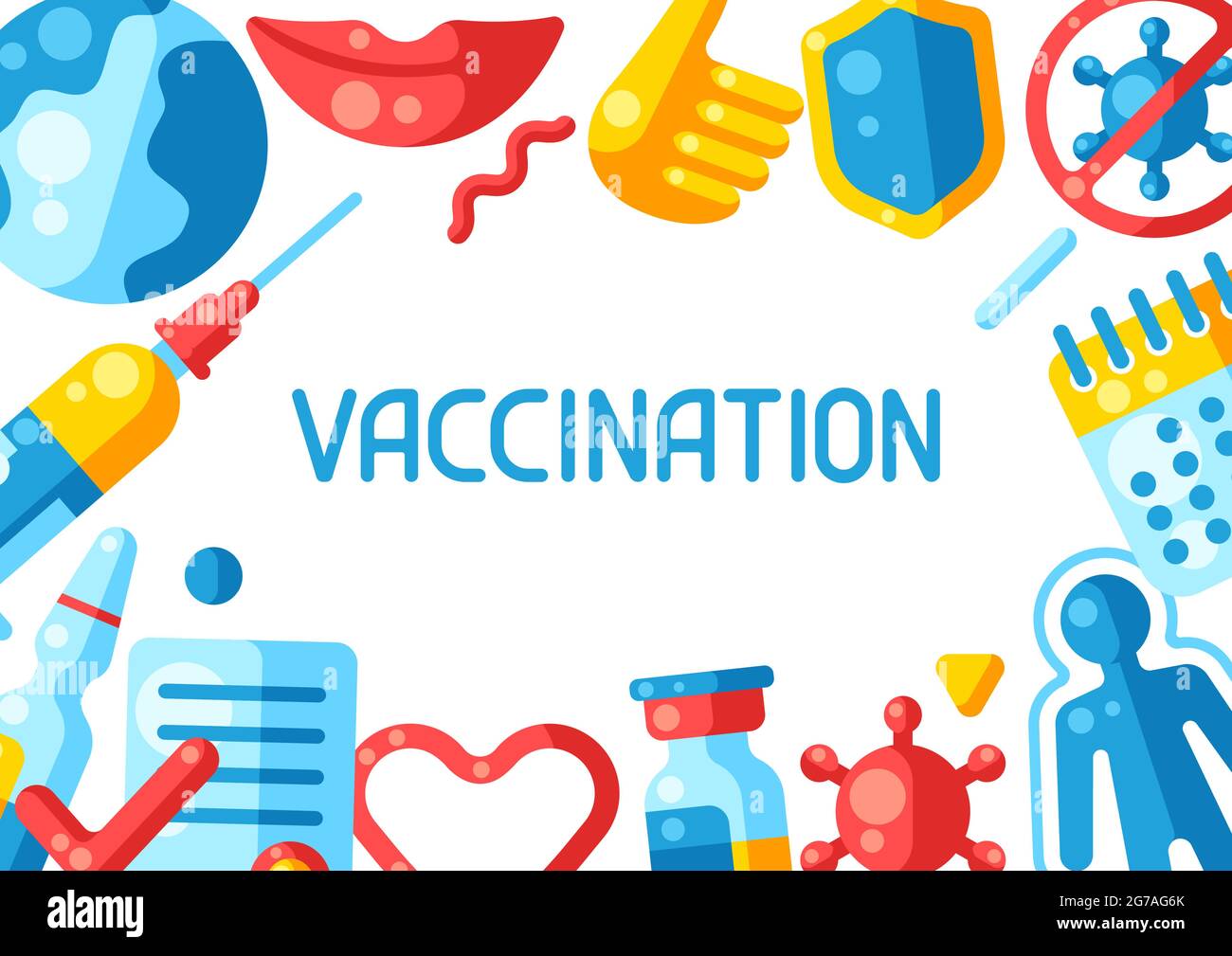 Vaccination concept background with vaccine icons. Immunization items ...