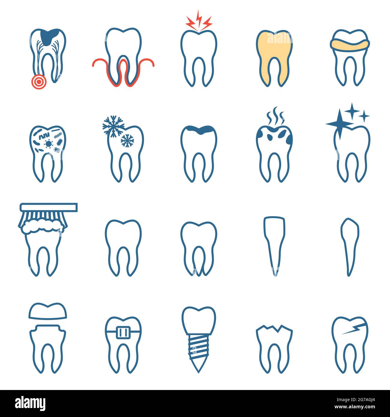 tooth disease, vector dentist set , teeth icons Stock Vector Image ...