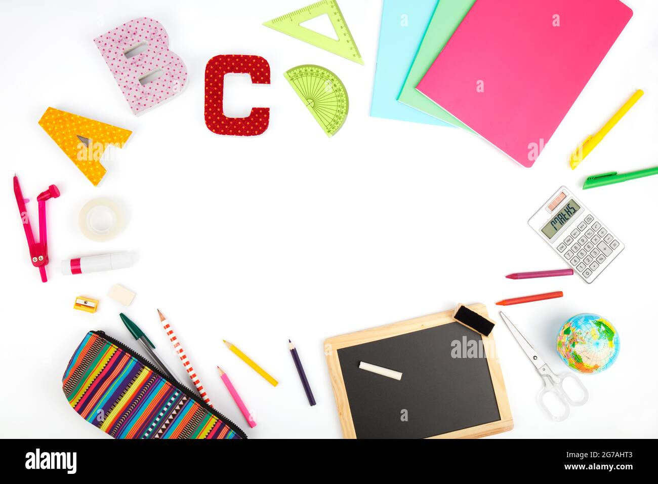 Back to School equipment on a white background Stock Photo - Alamy