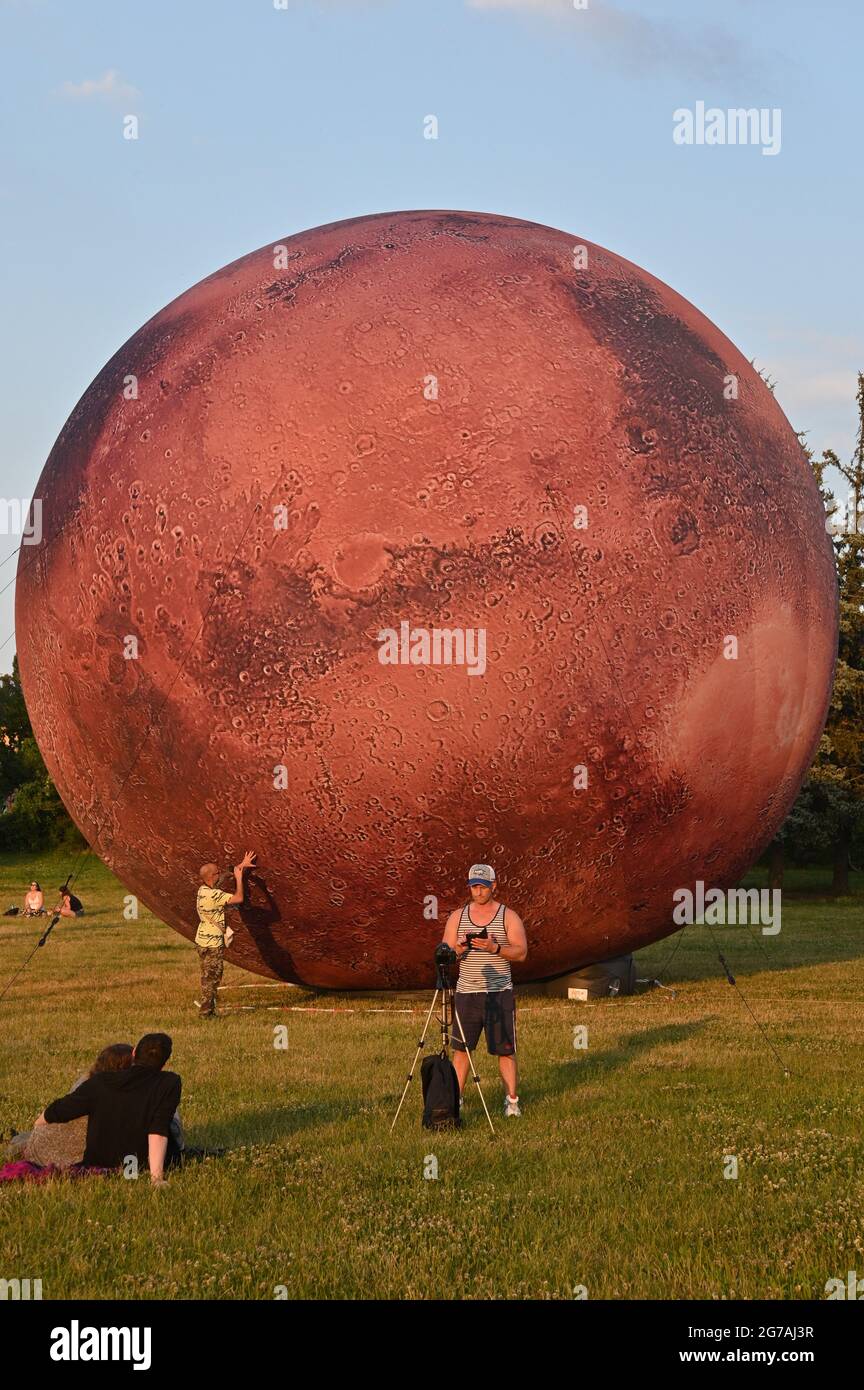 Brno, Czech Republic. 12th July, 2021. A giant inflatable model of the ...
