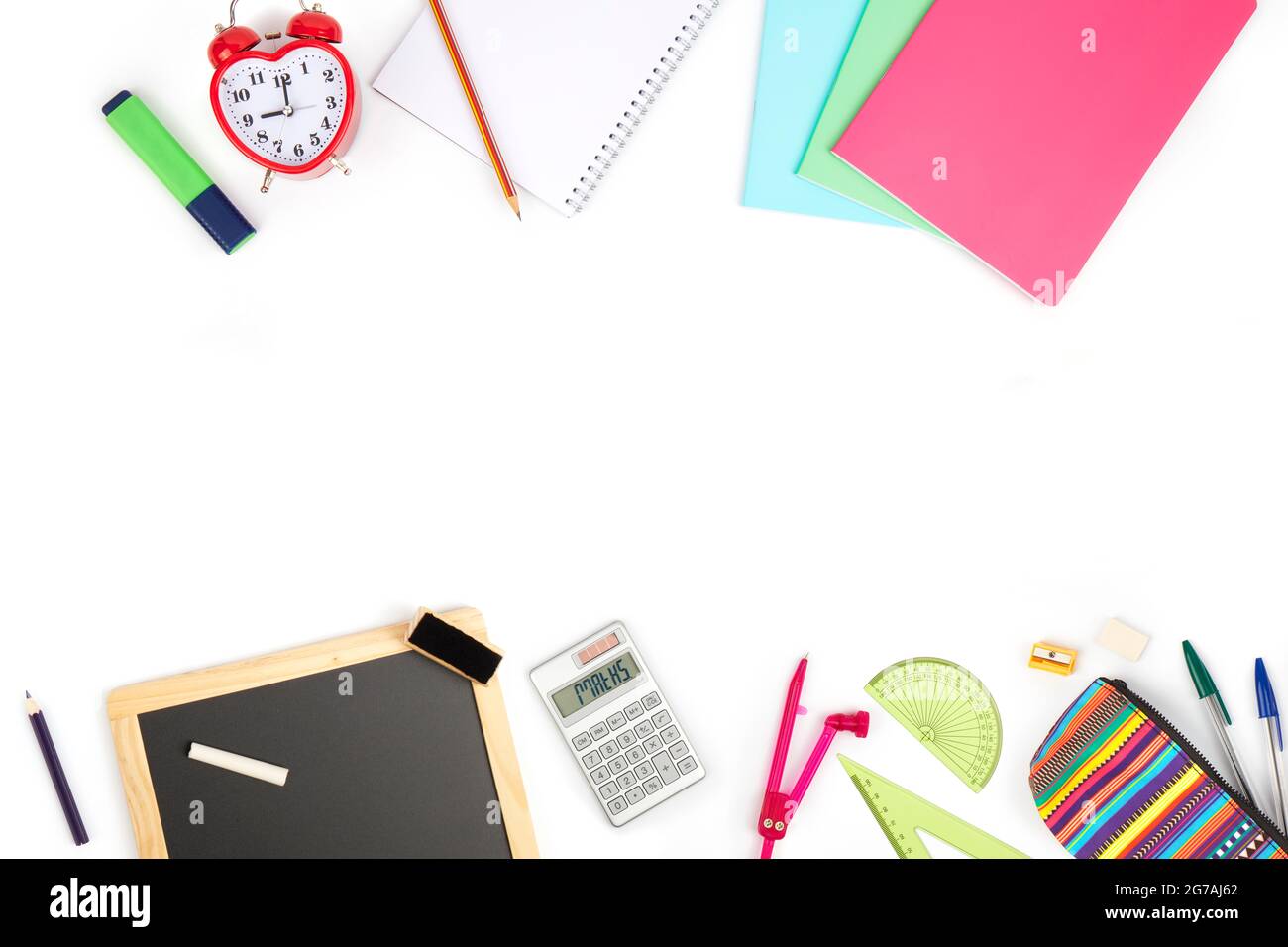 Back to School equipment on a white background Stock Photo - Alamy