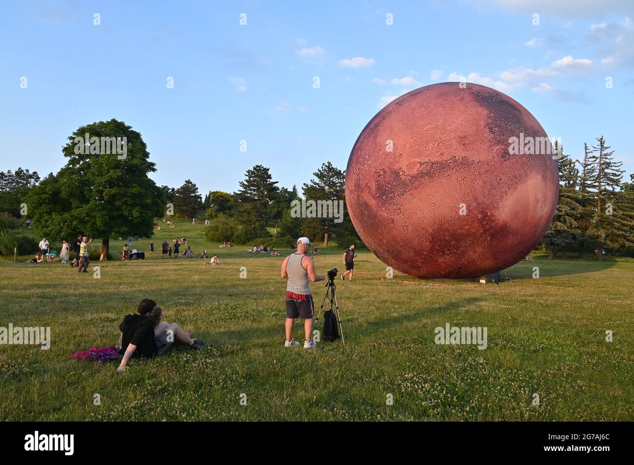 Brno, Czech Republic. 12th July, 2021. A giant inflatable model of the ...