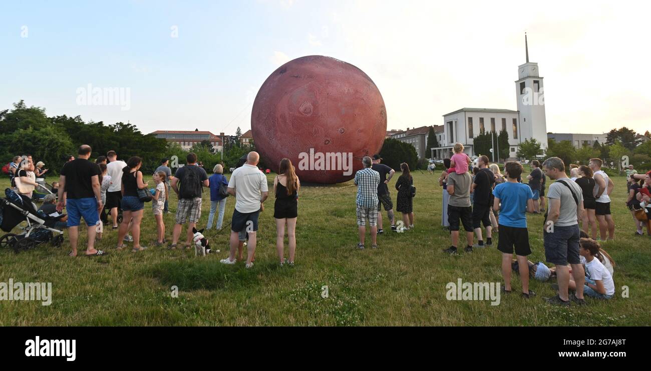 Brno, Czech Republic. 12th July, 2021. A giant inflatable model of the ...