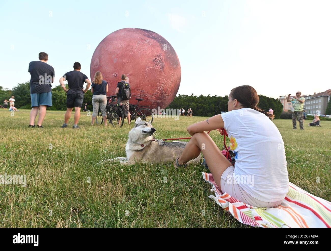 Brno, Czech Republic. 12th July, 2021. A giant inflatable model of the ...