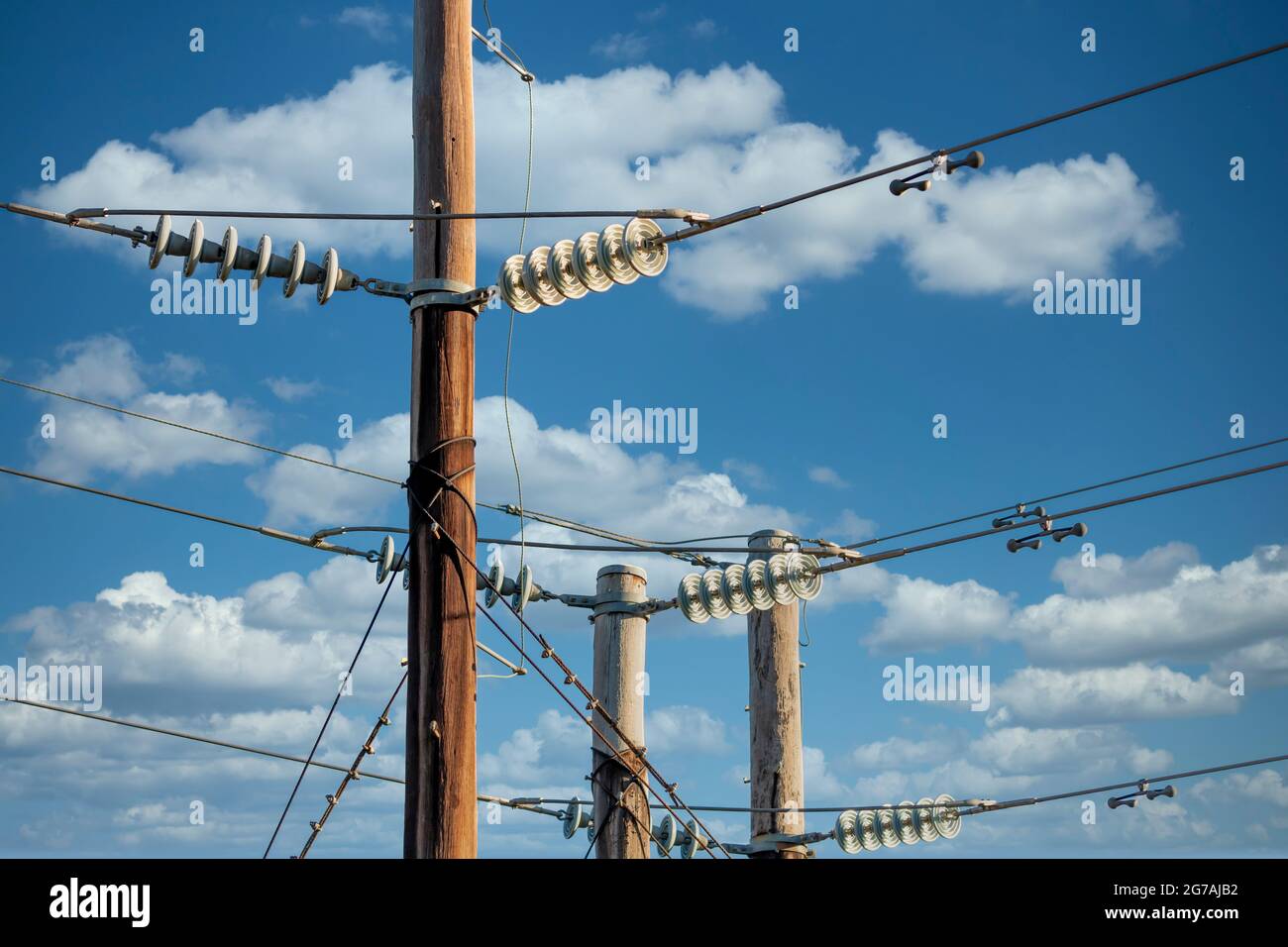 Photograph of a transmission line cable system connected to an assembly ...