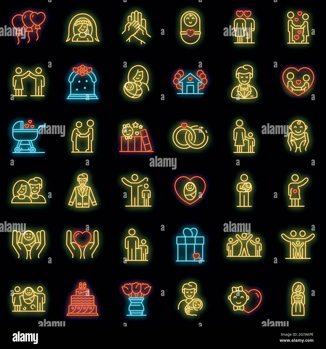 Family moments icons set. Outline set of family moments vector icons ...