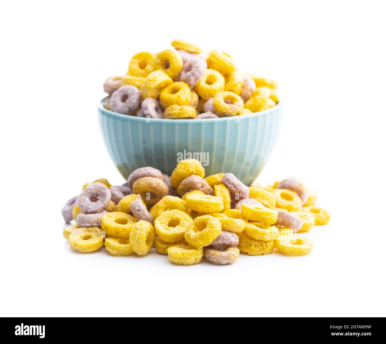 Colorful cereal rings isolated on white background Stock Photo - Alamy