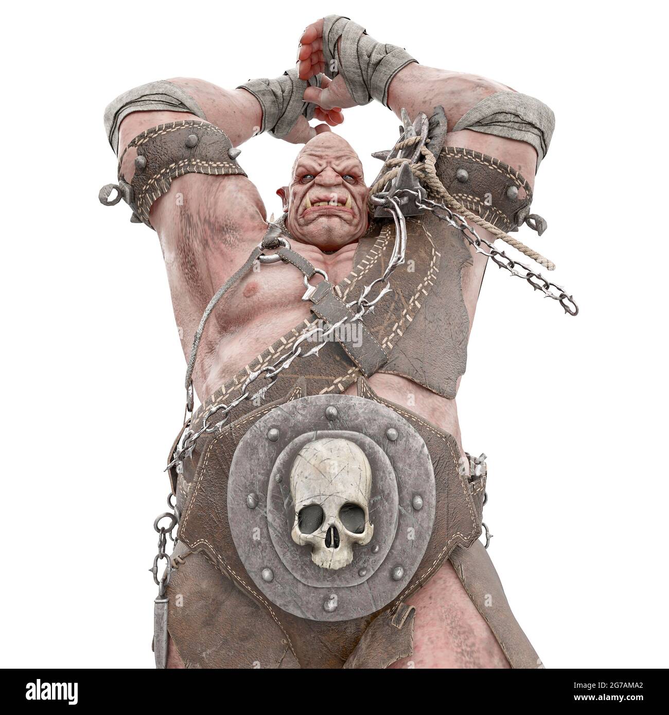 ogre warrior is ready to fight isolated on white background, 3d ...