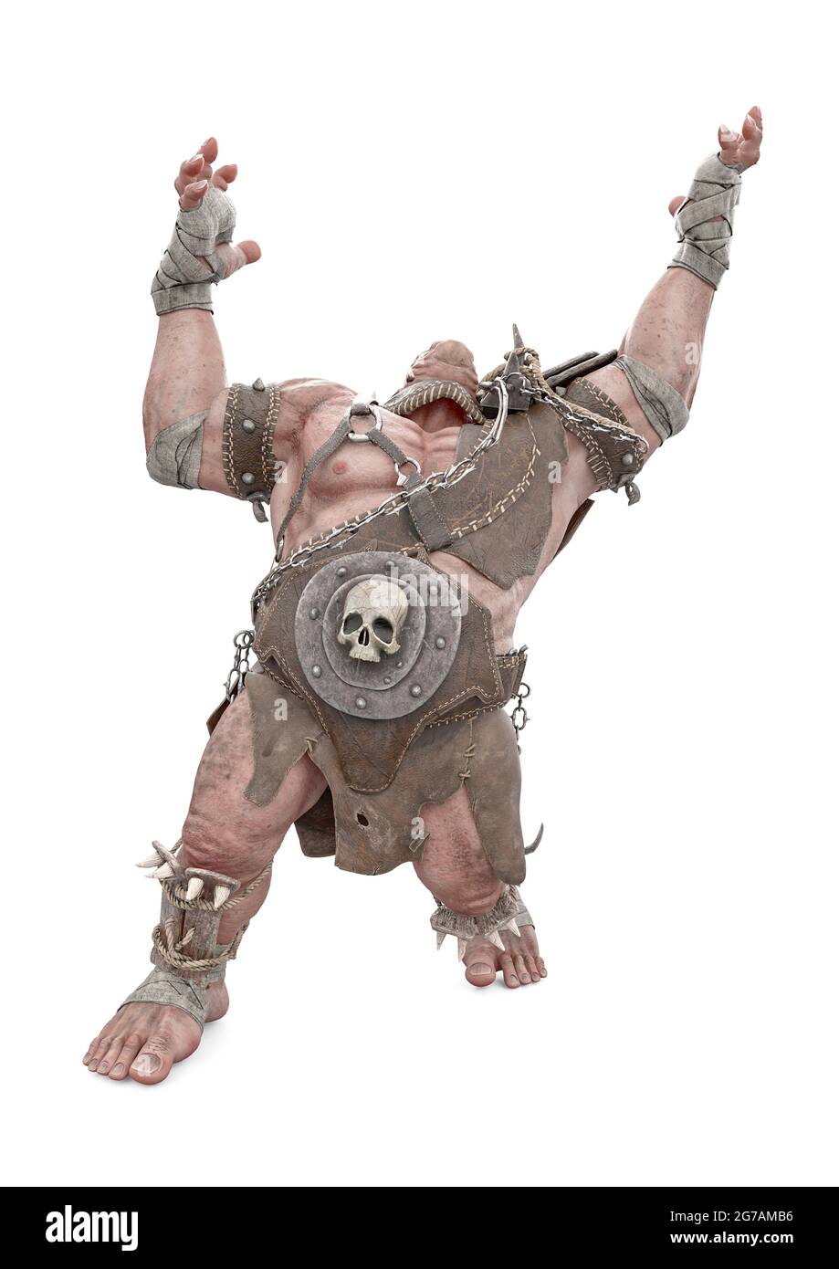 ogre warrior is howling isolated on white background, 3d illustration ...
