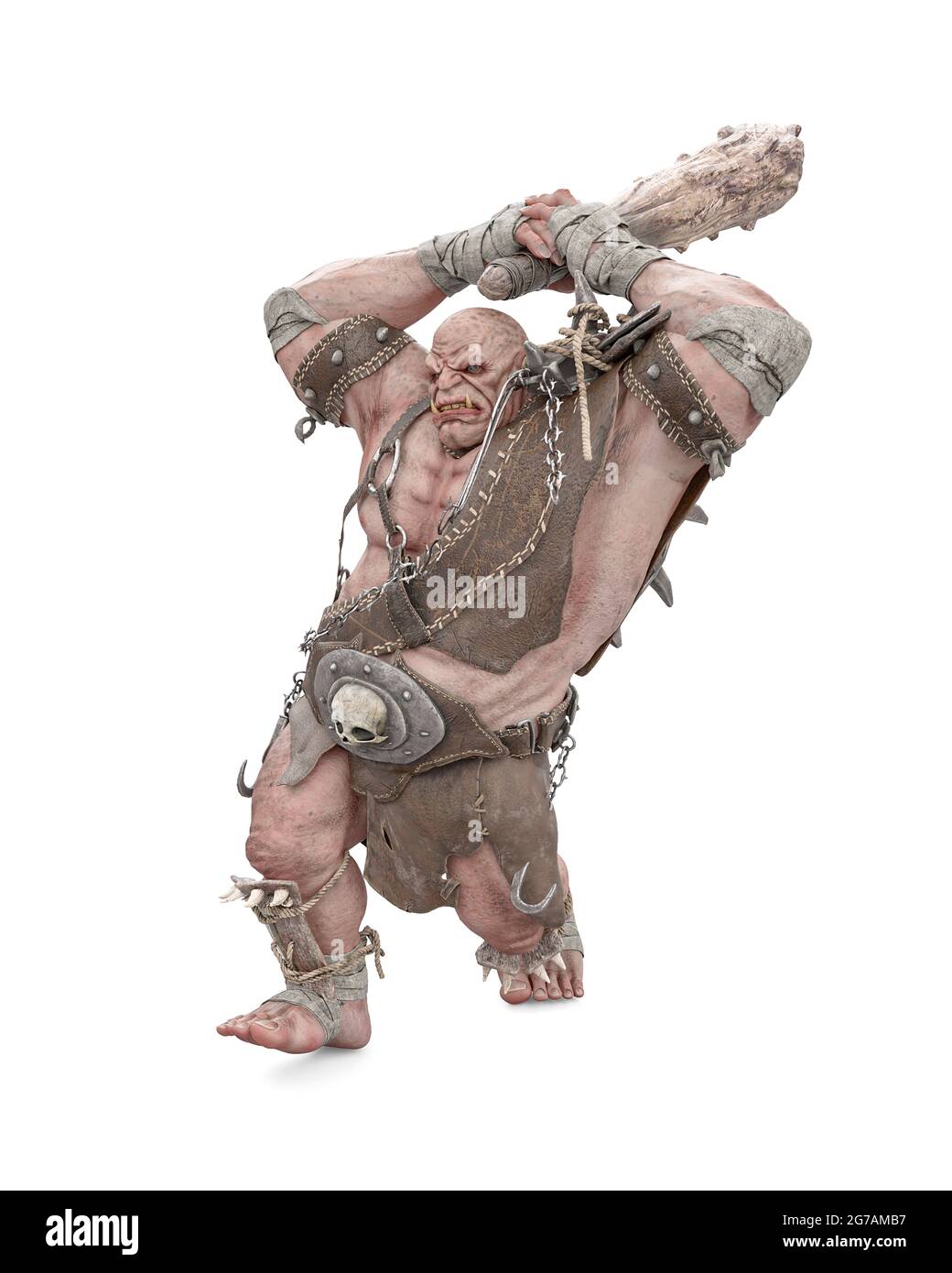 ogre warrior is ready to smash isolated on white background, 3d illustration Stock Photo - Alamy