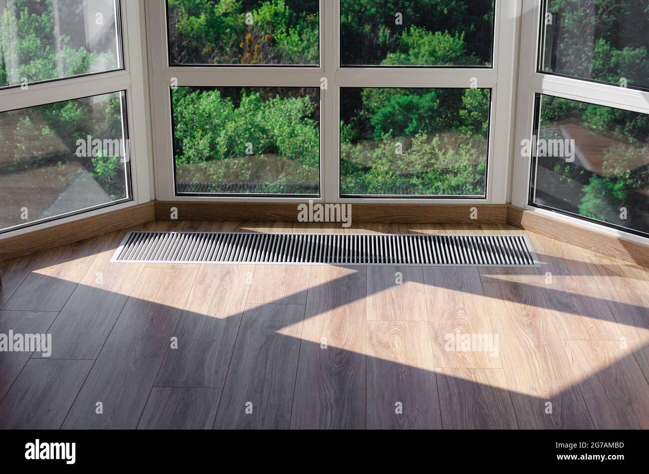 Protective radiator grille built into the floor for heating panoramic ...