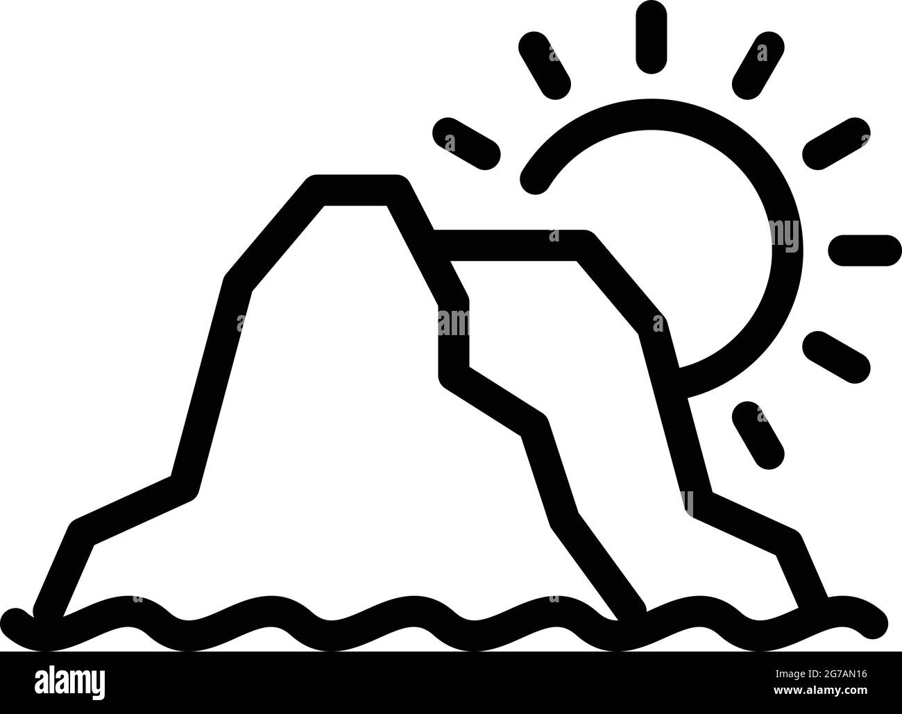 Island mountain icon outline vector. Sea lake sky. Island mountain ...