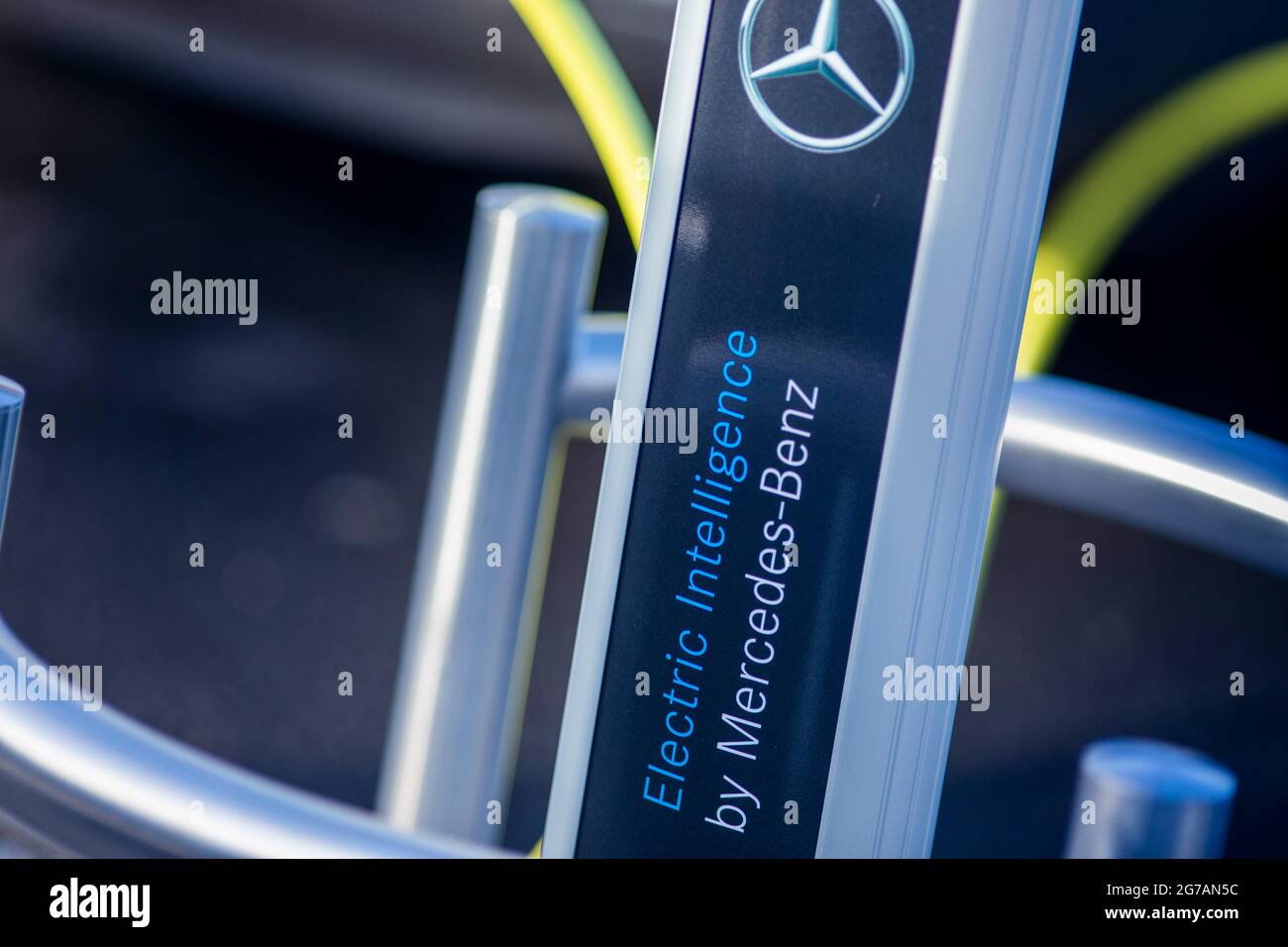 Mercedes electric car charging point Stock Photo - Alamy