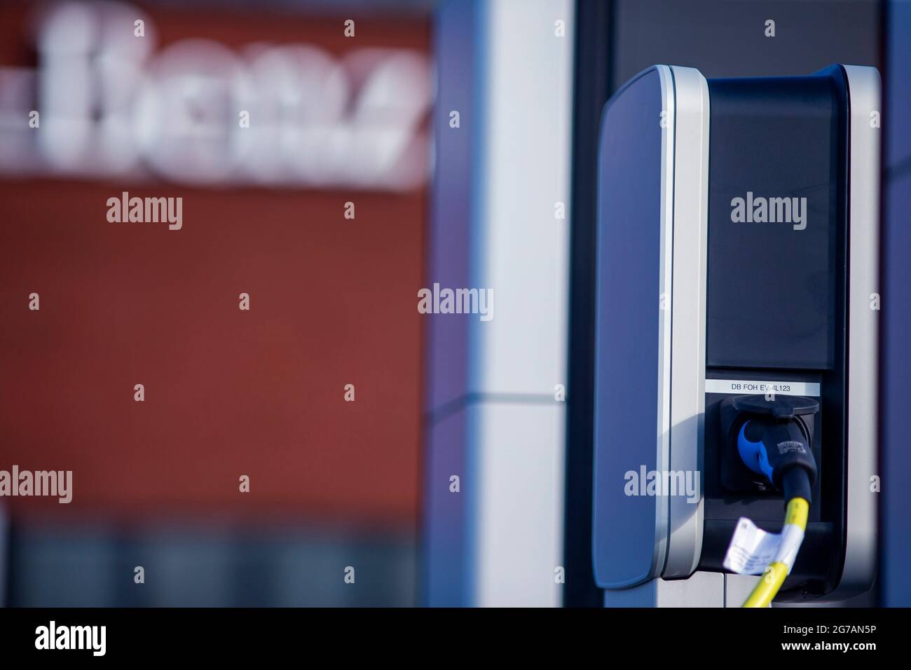 Mercedes electric car charging point Stock Photo - Alamy