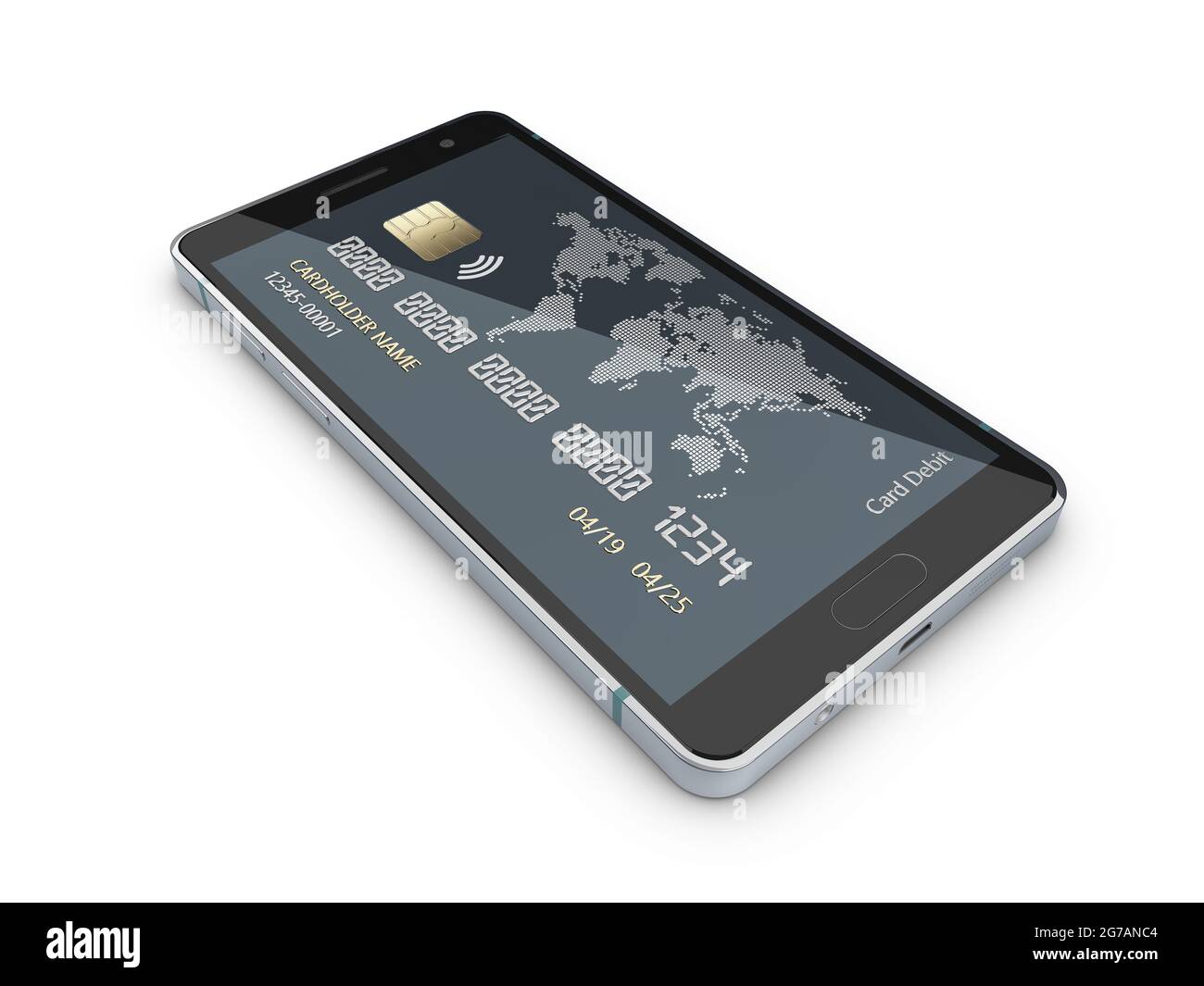 Phone with card bank on the screen, online shopping contest, clipping ...