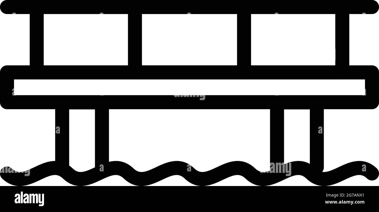 River bridge icon outline vector. Sea construction. Ocean road building ...