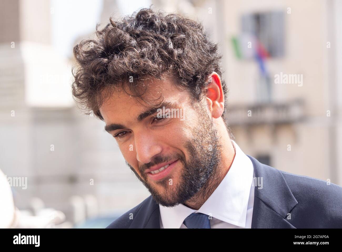Italian Tennis player Matteo Berrettini enter the Quirinal Palace in ...