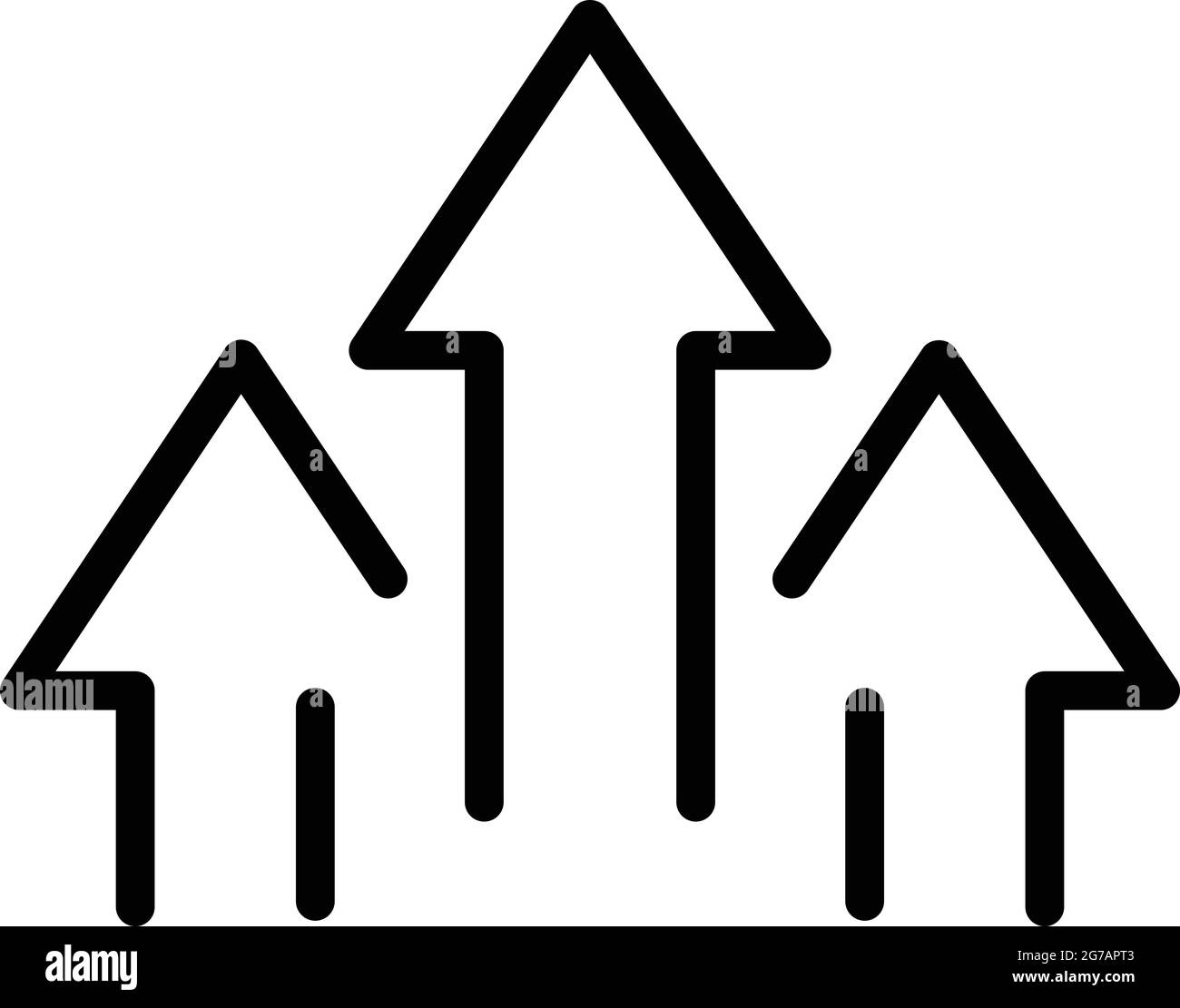 Arrows grow icon outline vector. Arrow up curve. Business increase ...