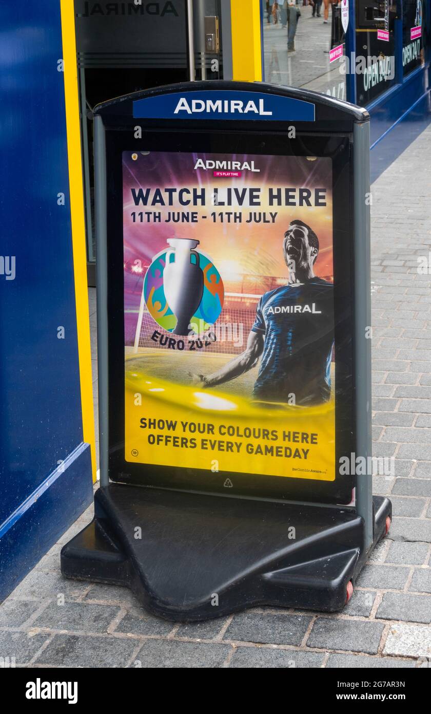 Advertisement and invitation to watch the Euro 2020 in an Admiral ...