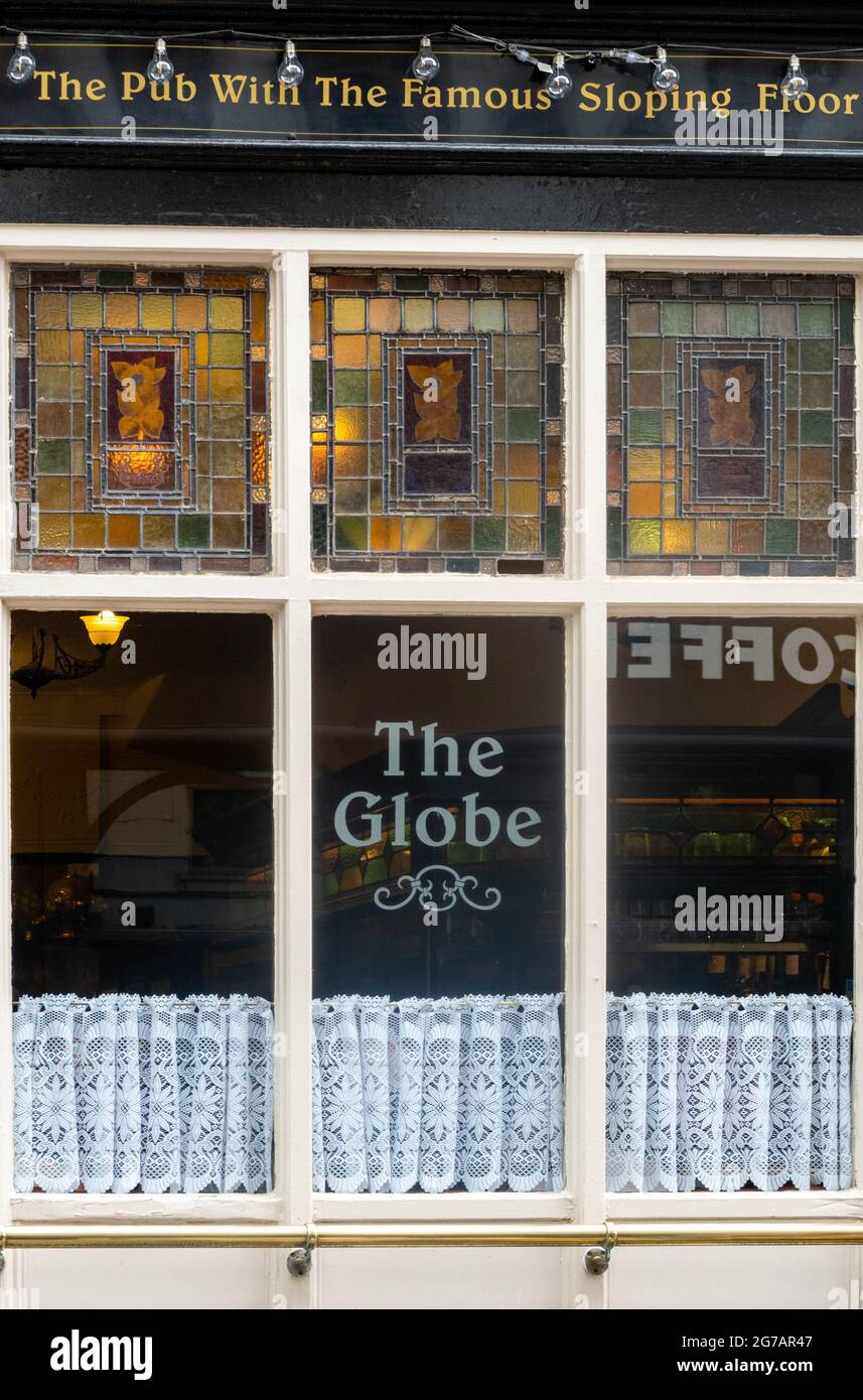 Looking in the window of The Globe, a 19th century pub in Liverpool ...