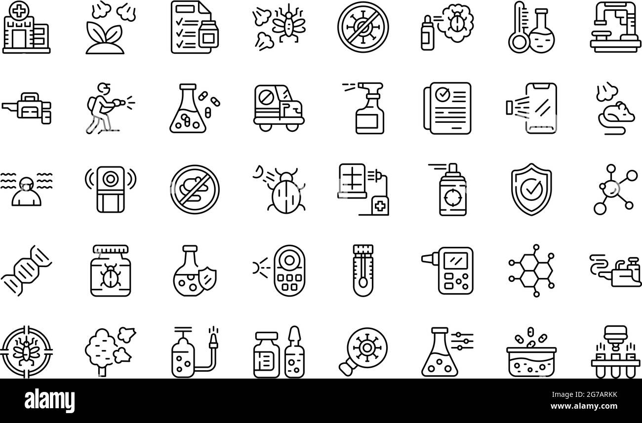 Chemical control icons set outline vector. Quality test. Water safety ...