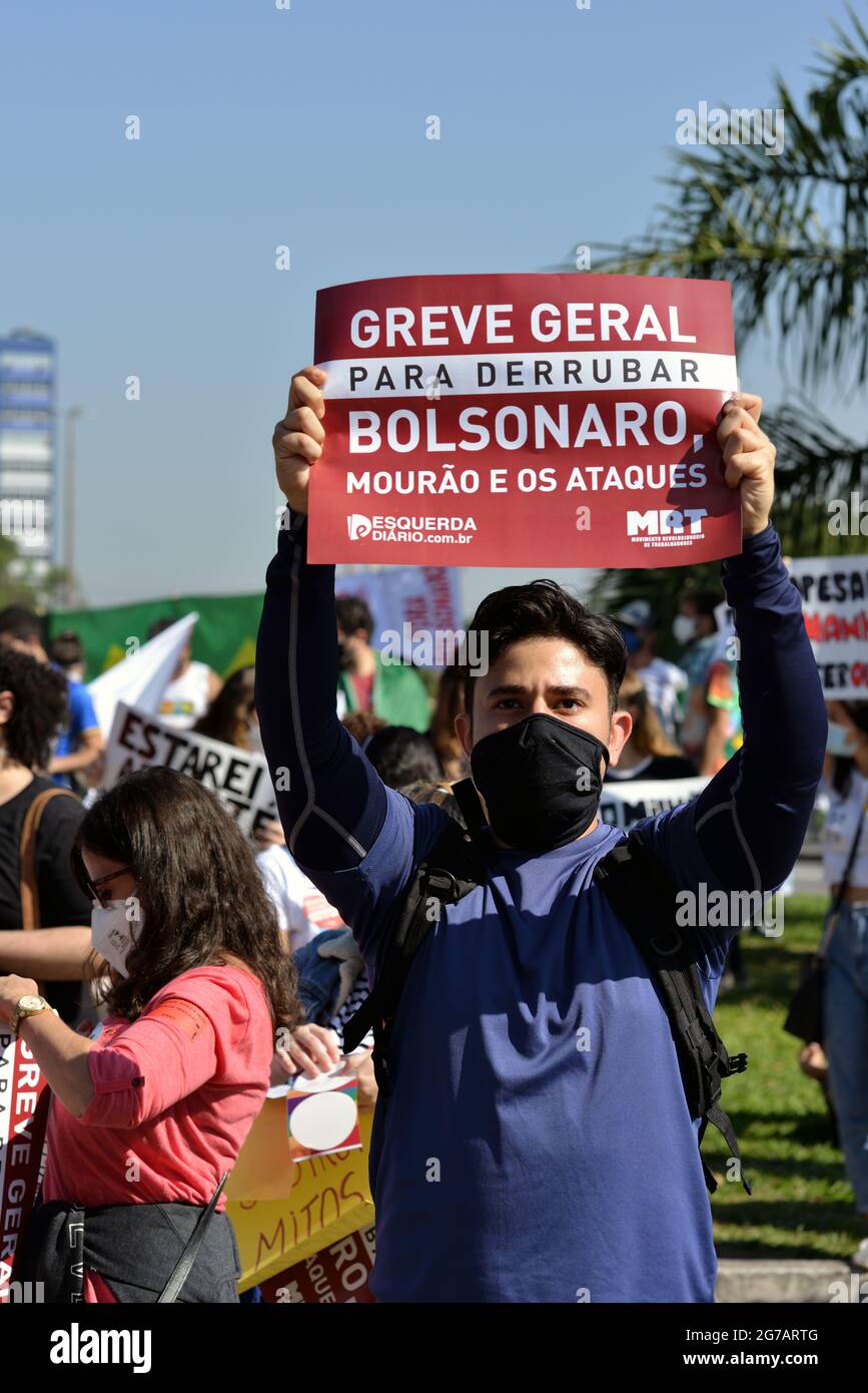 Brazil, Rio de Janeiro – July 3, 2021: Protesters were back in the ...
